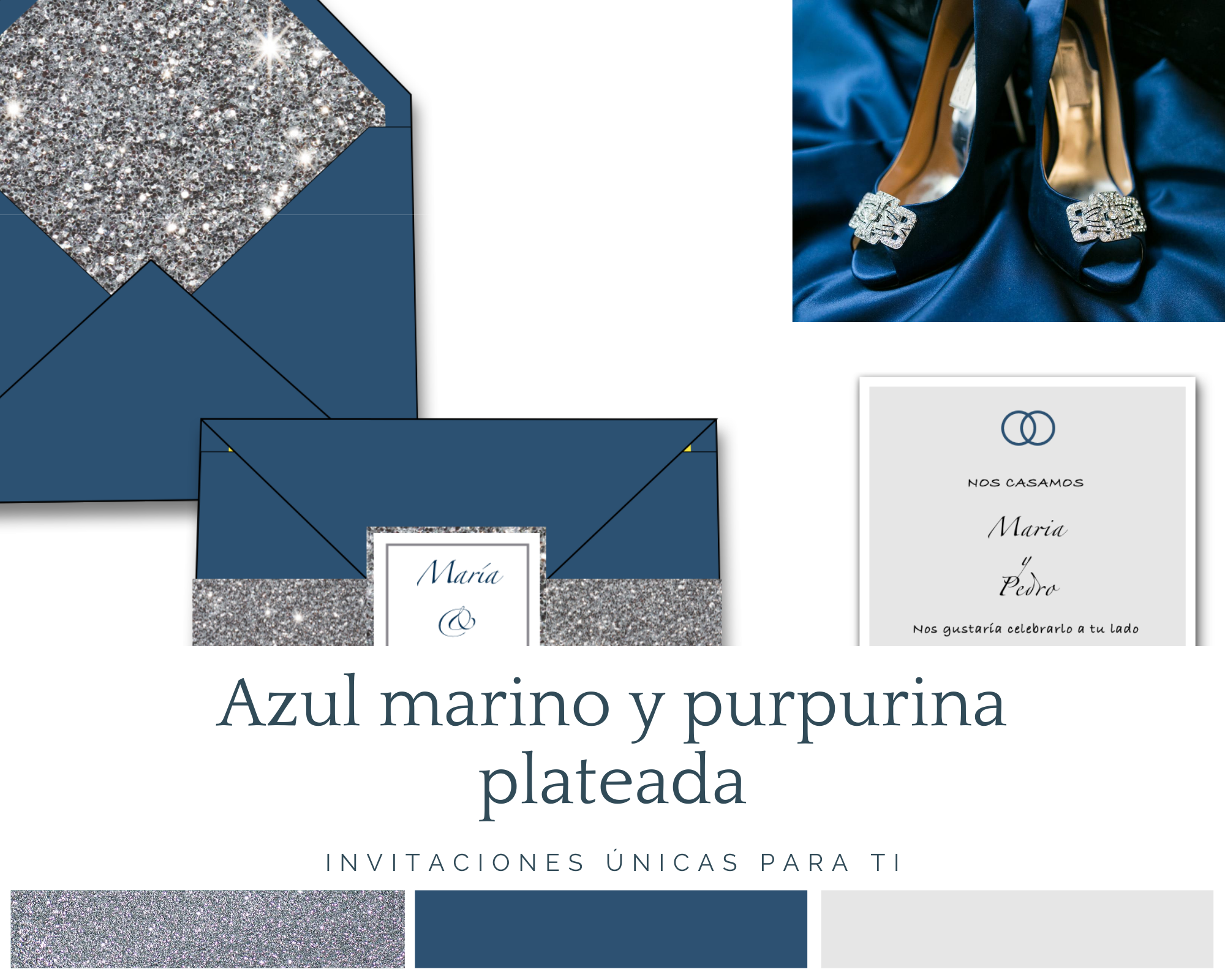 Invitaciones de boda - 5 paletas de colores con purpurina para invierno